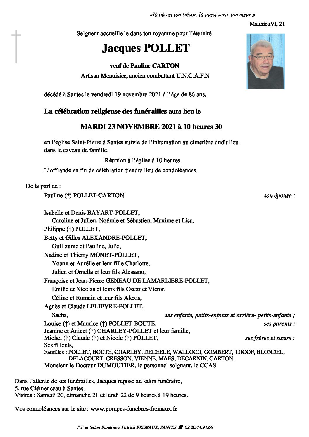 AVIS DE DECES | pompes funèbres fremaux